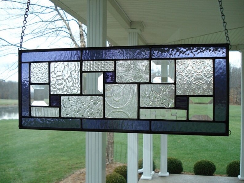 Stained Glass Window Panel with Purple Textured Clears and | Etsy
