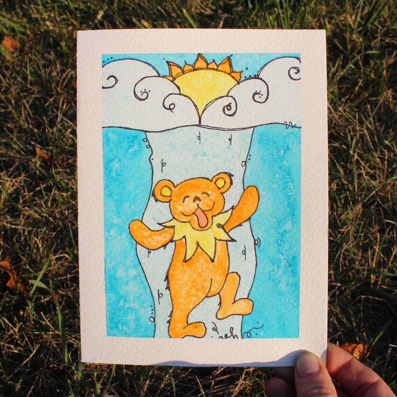 Original Box of Rain Inspired Watercolor Painting Card Blank Inside ...