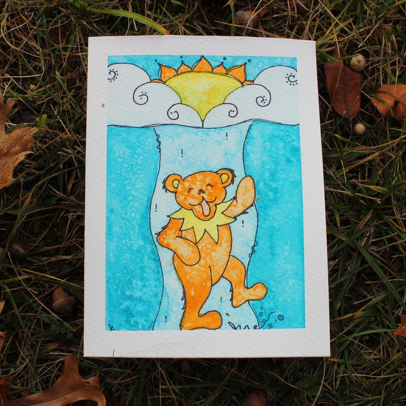 Original Box of Rain Inspired Watercolor Painting Card Blank - Etsy