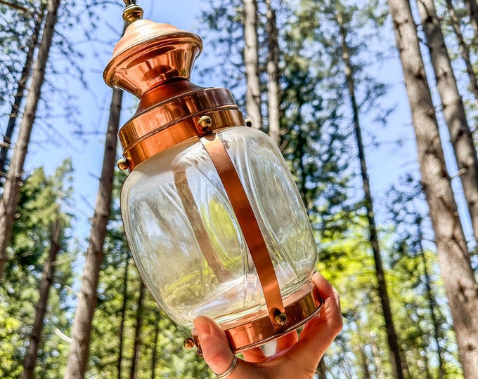 Vintage Hazel Atlas Copper and Glass Lantern Decor / Cigar Humidor ...