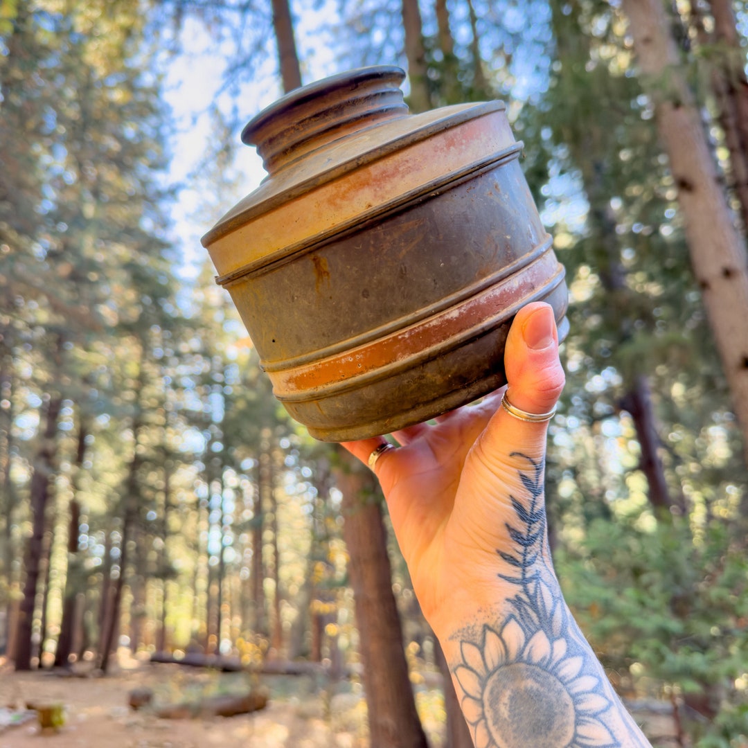 Vintage Copper Canister Lidded - Rustic Decor - Antique Rumidor Humidor ...