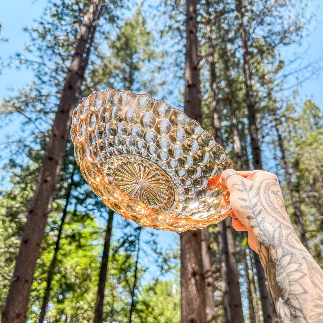 Vintage Fire King Marigold Iridescent Carnival Depression Glass Bubble ...