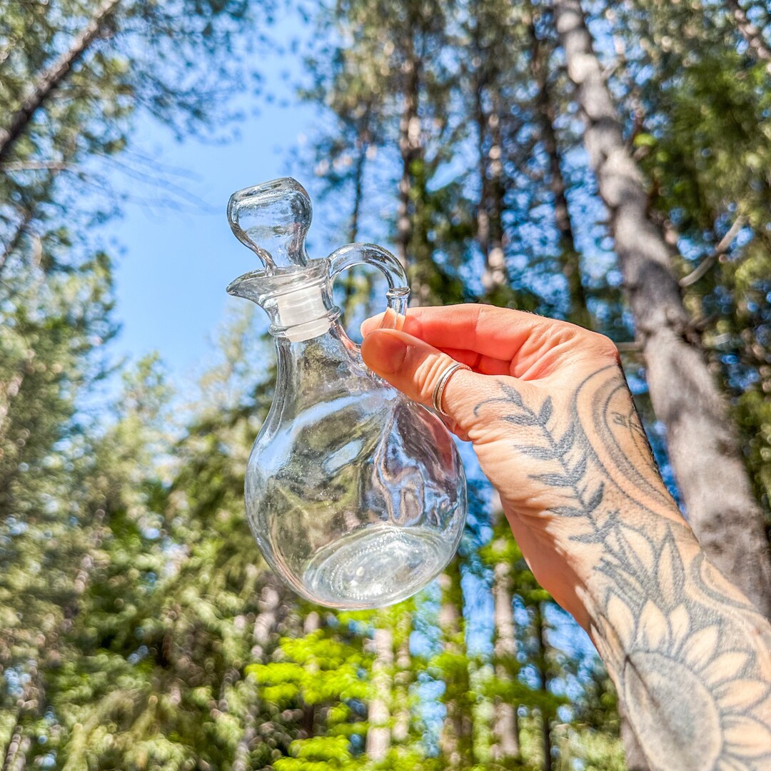 Vintage Clear Glass Cruet W Stopper or Mini Decanter for Oil or Vinegar ...