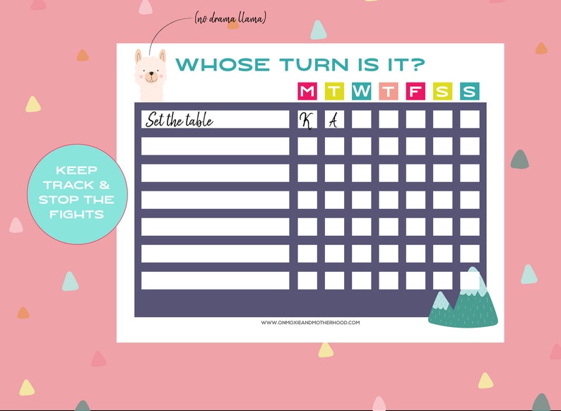 Chore Chart / Take Turns Chart Printable - Etsy