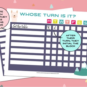 Chore Chart / Take Turns Chart Printable - Etsy