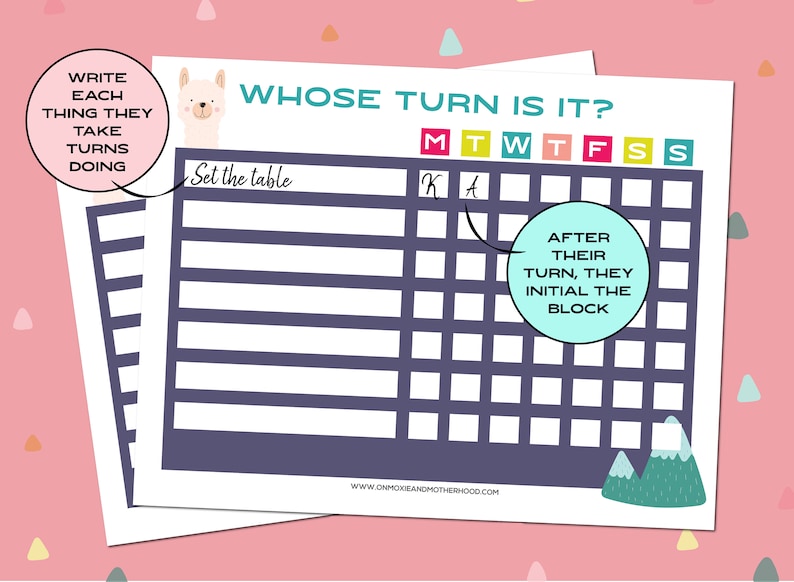 Chore Chart / Take Turns Chart Printable - Etsy