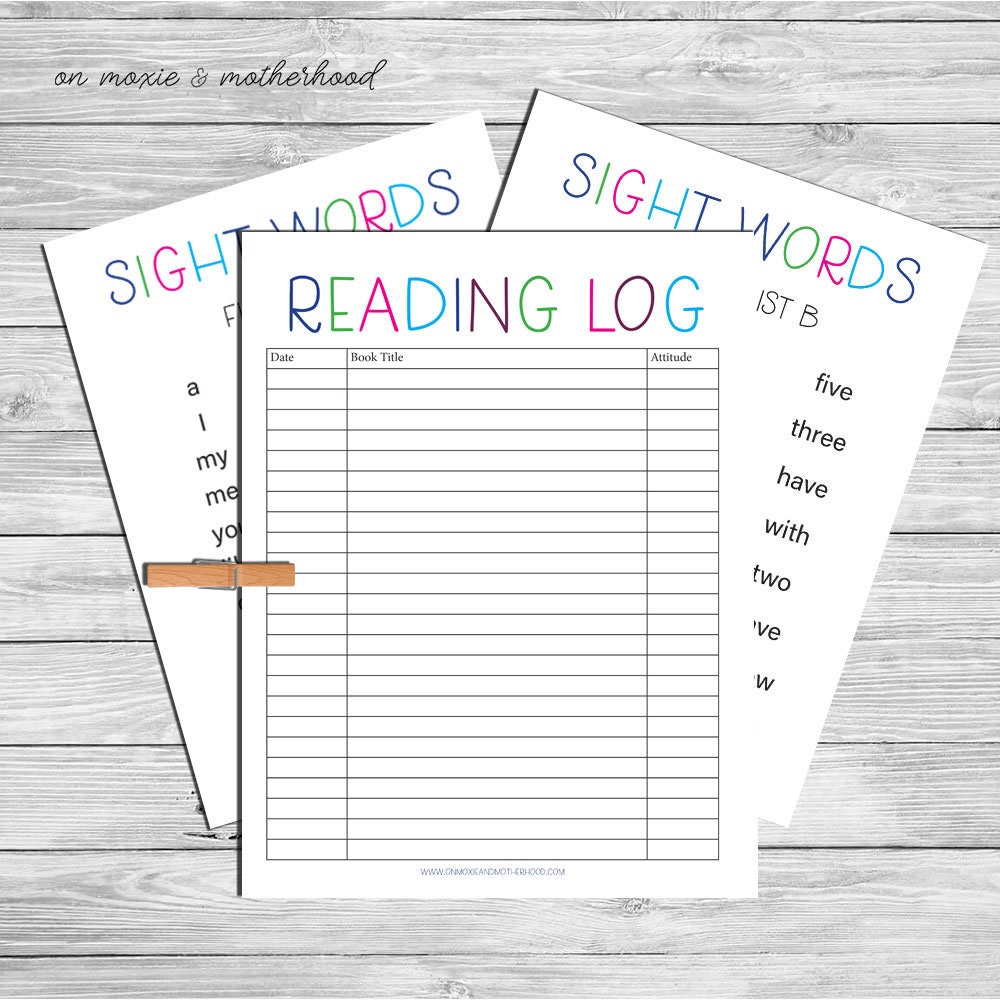 Reading Log Printable, Sight Words Lists, Reading Logs for Kids ...