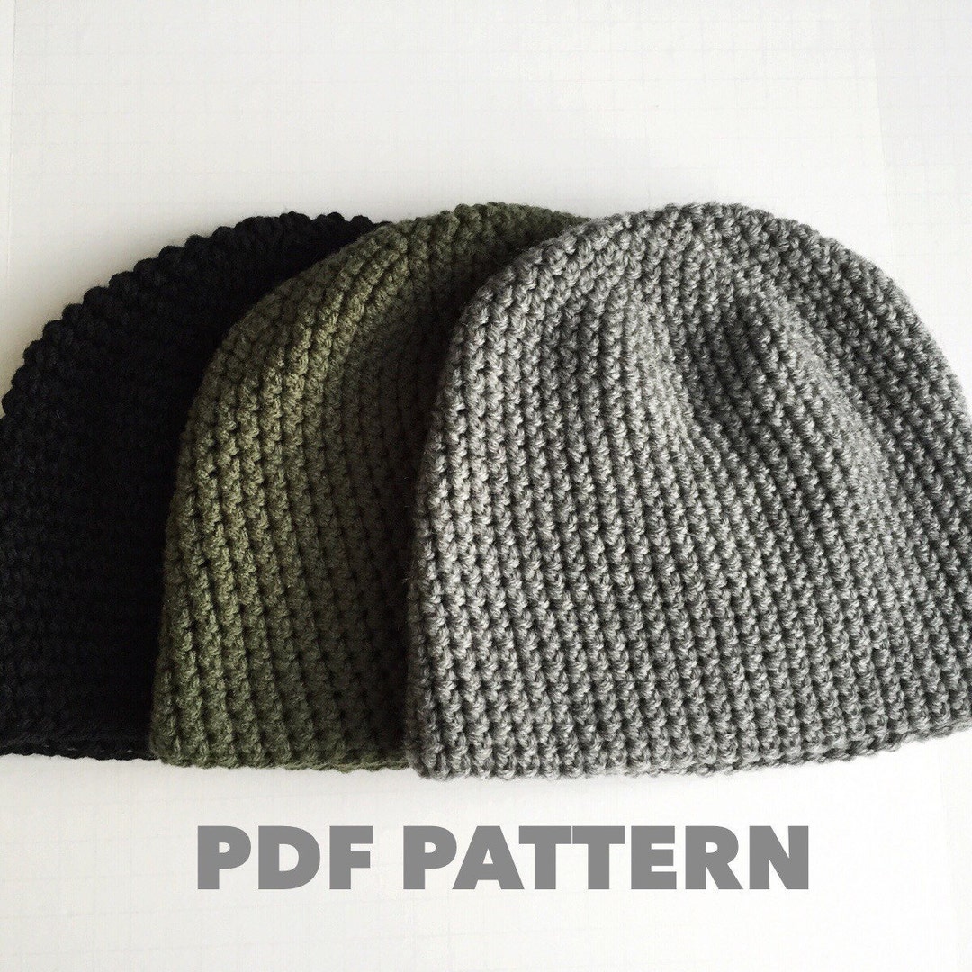Crochet Pattern- Mens Easy Beanie Hat- Crochet Hat Pattern for Man- Easy Crochet Beanie Pattern ...