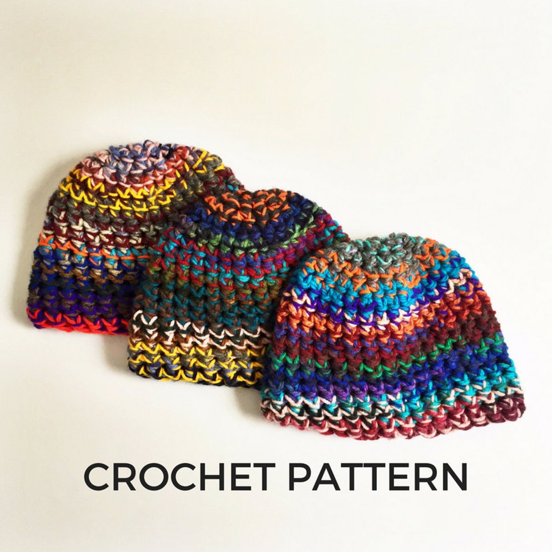 Crochet Pattern- Scrap Yarn Beanie Crochet Pattern- Stash Buster ...
