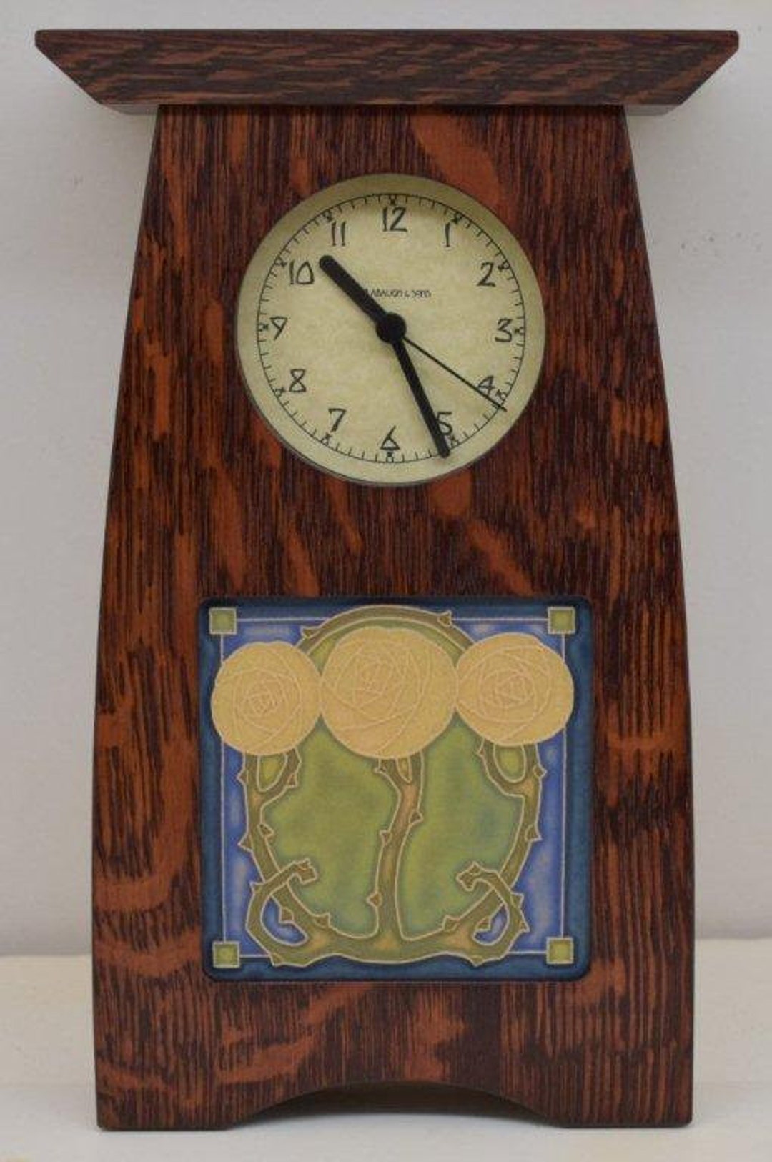 Arts and Crafts Clock in Craftsman Oak Finish With 4x4 Arts and ...