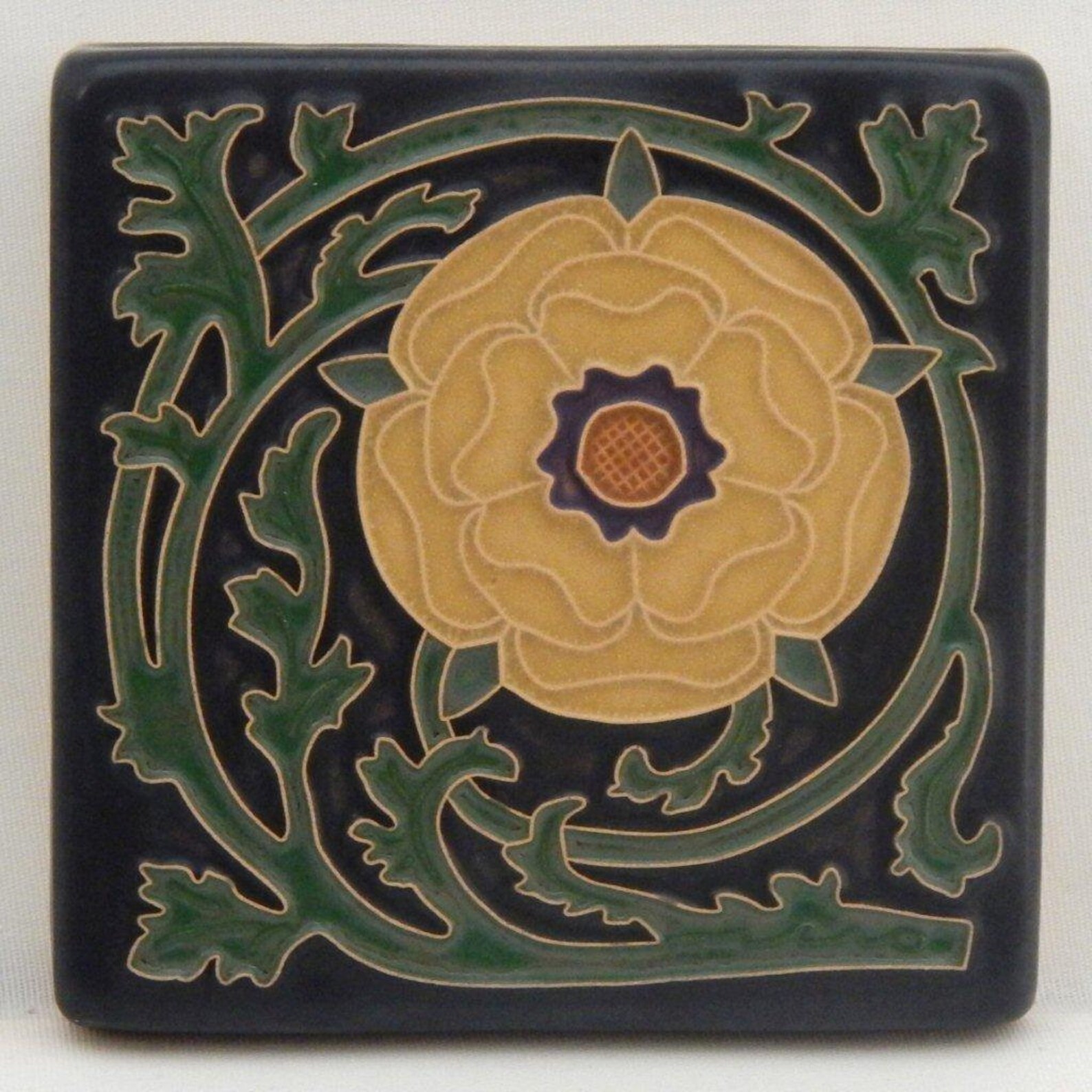 Tudor Rose Tile (golden) 4" X 4" by Art and Craftsman Tileworks - Etsy