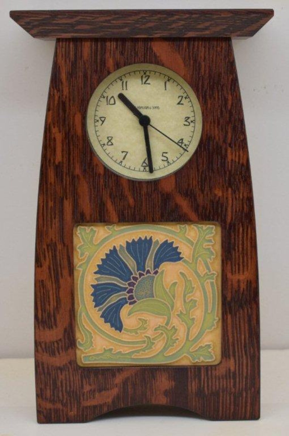 Arts and Crafts Clock in Craftsman Oak Finish With 4x4 Arts | Etsy