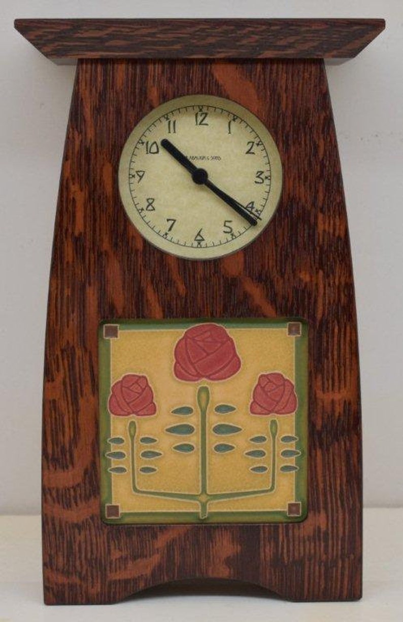 Arts and Crafts Clock in Craftsman Oak Finish With 4x4 Arts - Etsy