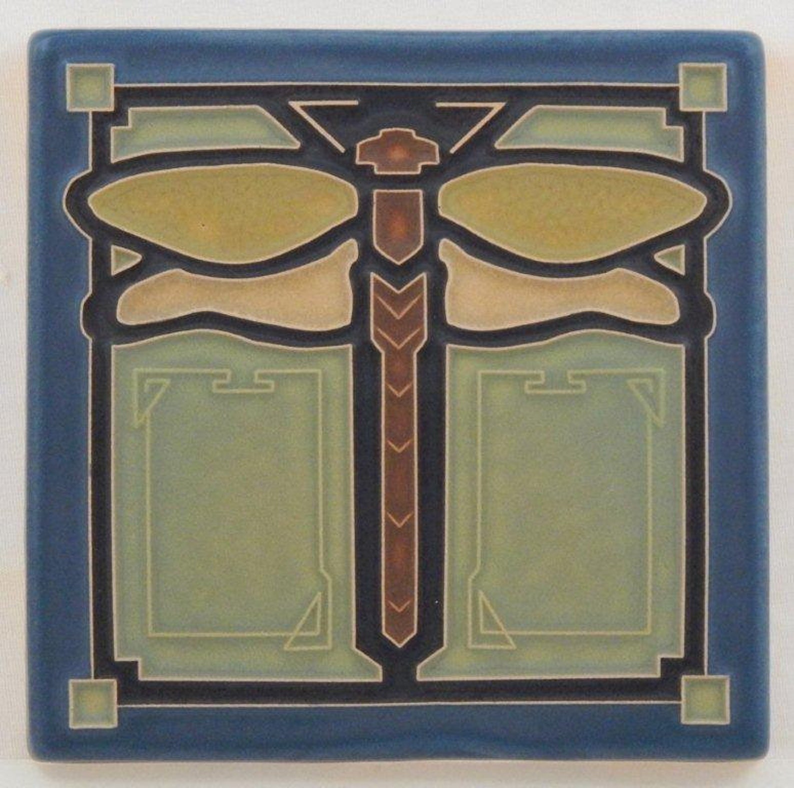 Dragonfly Tile sapphire 6 X 6 by Art and Craftsman Tileworks - Etsy