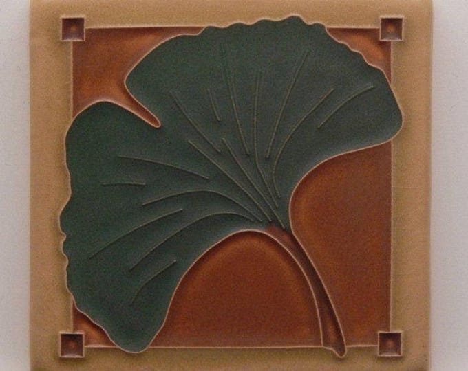 Gingko Tile green Oak 4 X 4 by Art and Craftsman Tileworks - Etsy