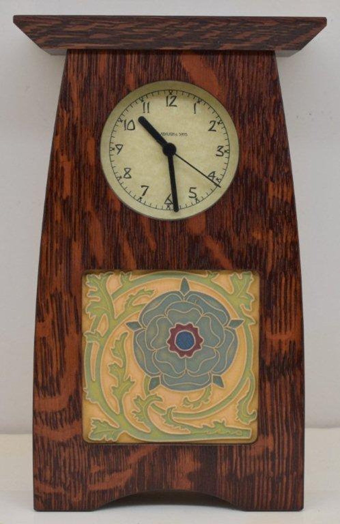 Arts and Crafts Clock in Craftsman Oak Finish With 4x4 Arts and ...
