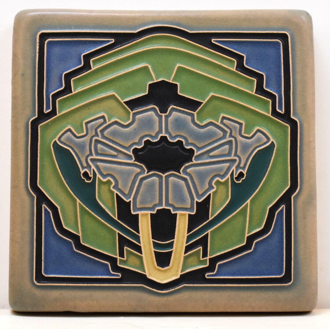 Poppy Tile (caribbean) 4" X 4" by Art and Craftsman Tileworks - Etsy