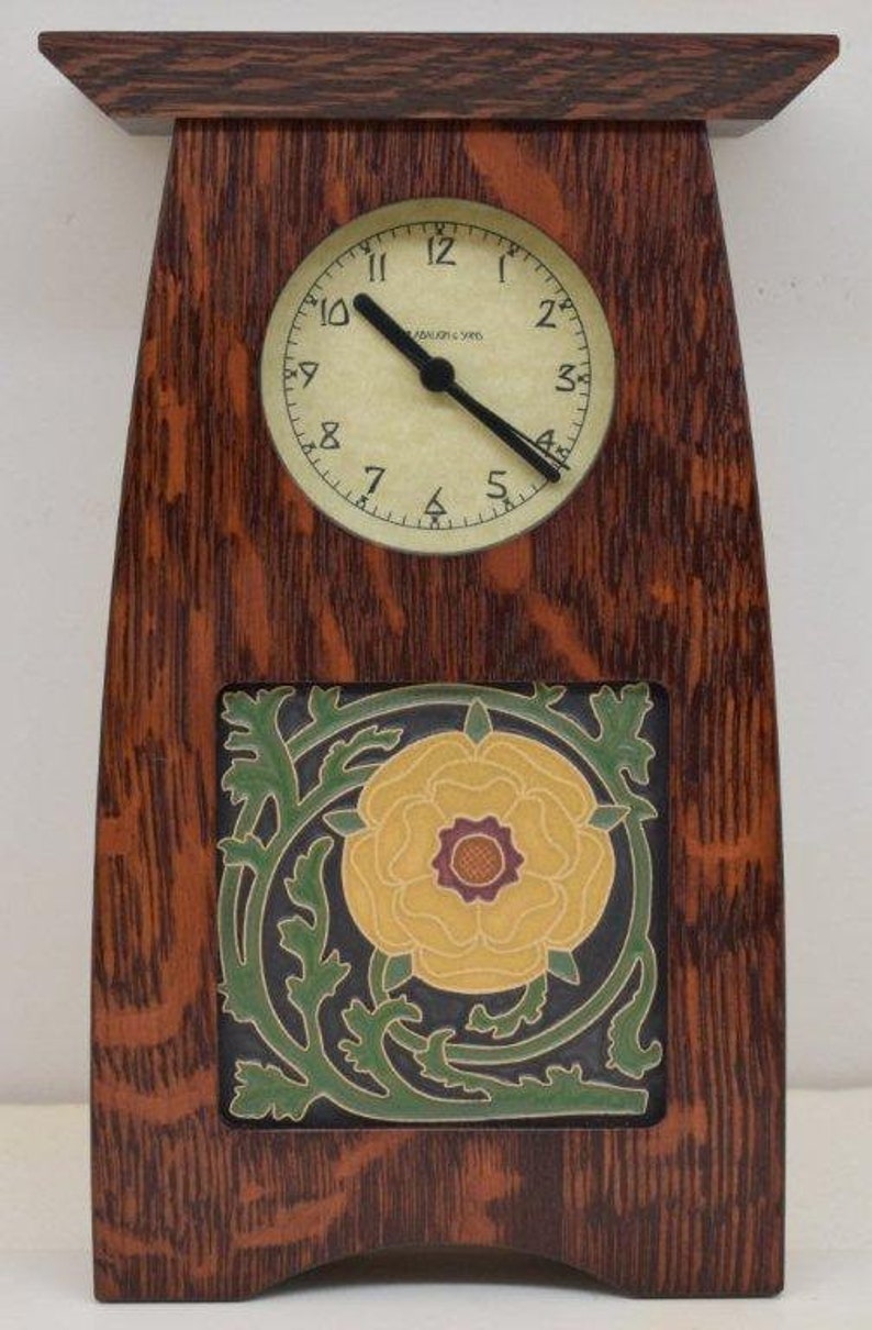 Arts and Crafts Clock in Craftsman Oak Finish With 4x4 Arts - Etsy