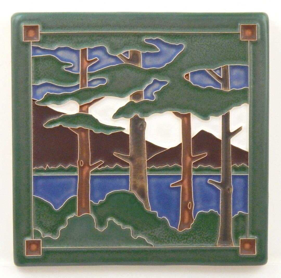 Lake Tahoe Pines Tile (summer) 6" X 6" by Art and Craftsman Tileworks ...