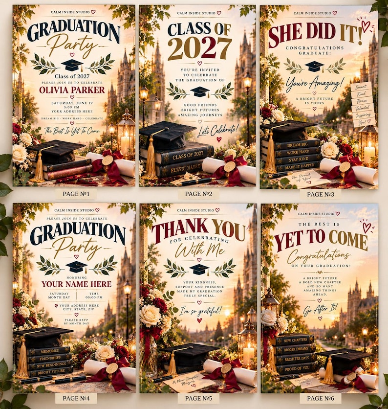 Graduation Party Invite | Editable Graduation Invitation Canva Template ...