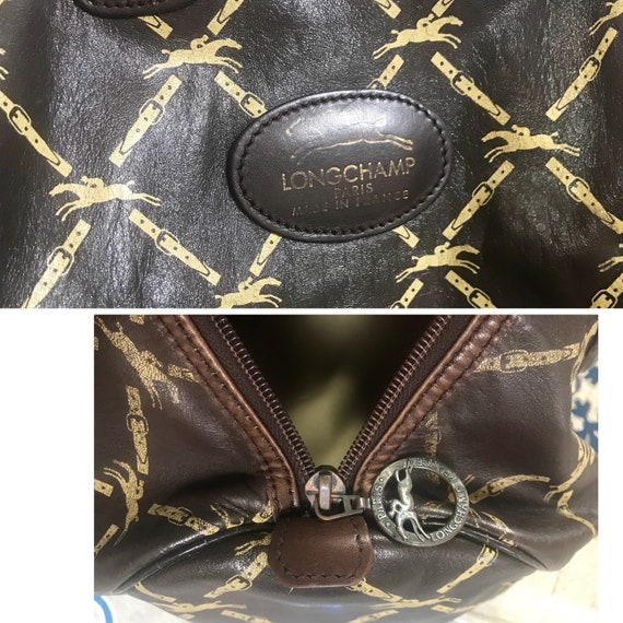 80's vintage Longchamp classic dark brown nappa leath… - Gem