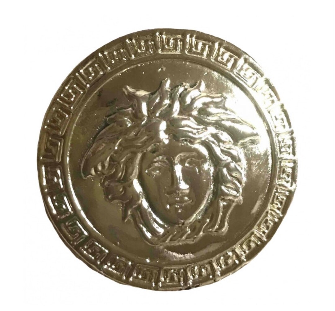 Vintage Gianni Versace Gold Tone Medusa Motif Round Pin Brooch. Can Be ...
