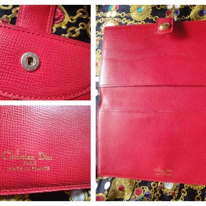 Vintage Christian Dior Red Genuine Leather Wallet With Gold Tone CD ...