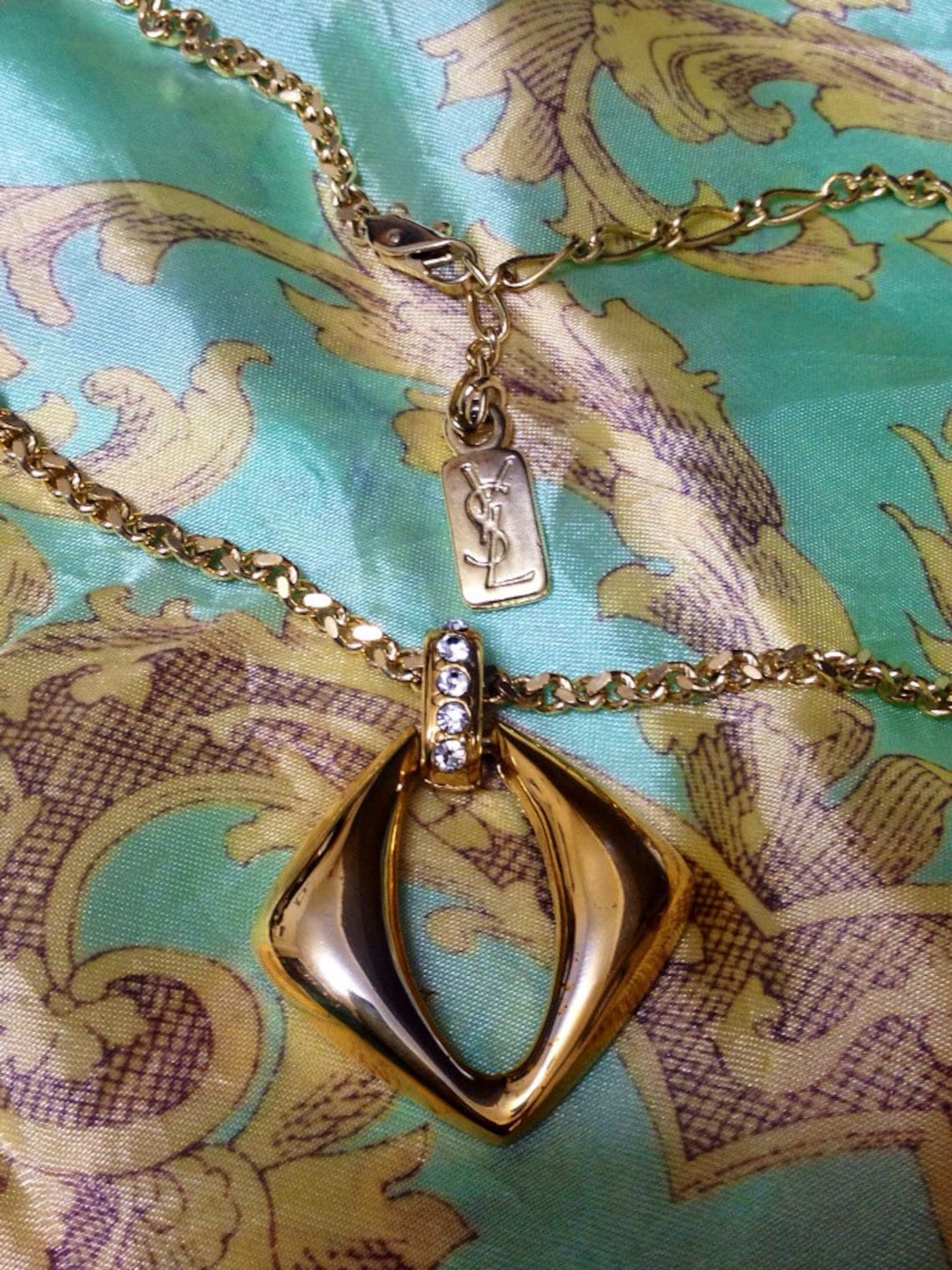 Vintage Yves Saint Laurent YSL Golden Chain Necklace With - Etsy