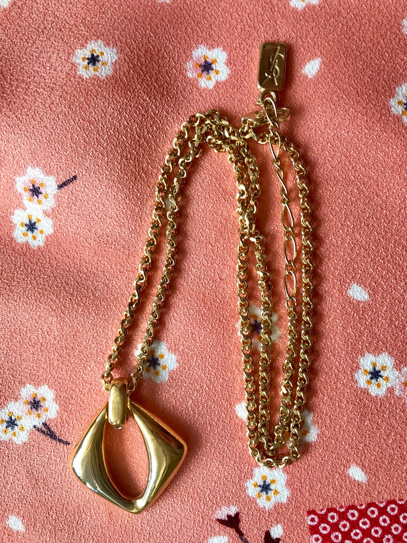 Vintage Yves Saint Laurent YSL Golden Chain Necklace With - Etsy