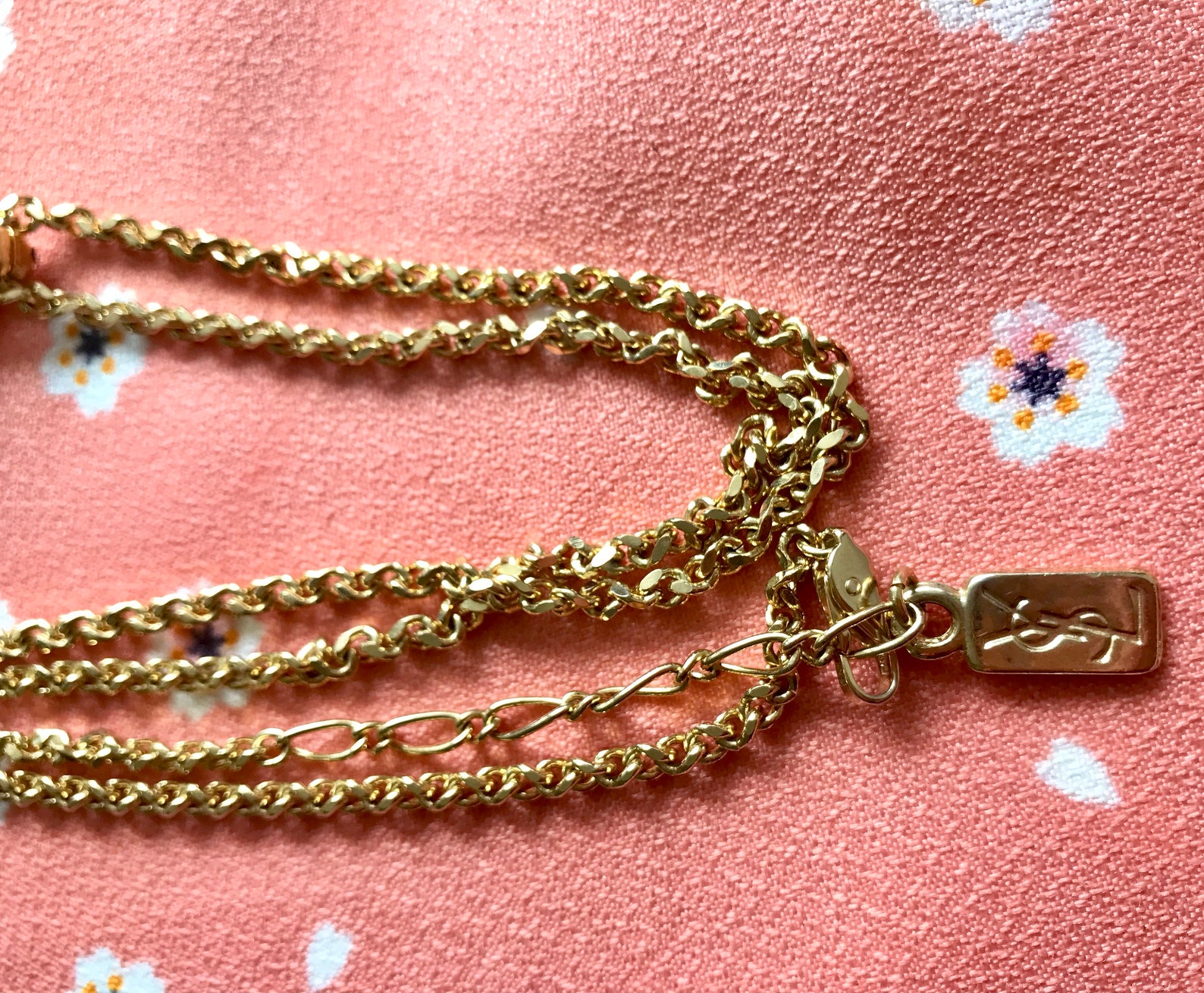 Vintage Yves Saint Laurent YSL Golden Chain Necklace With - Etsy
