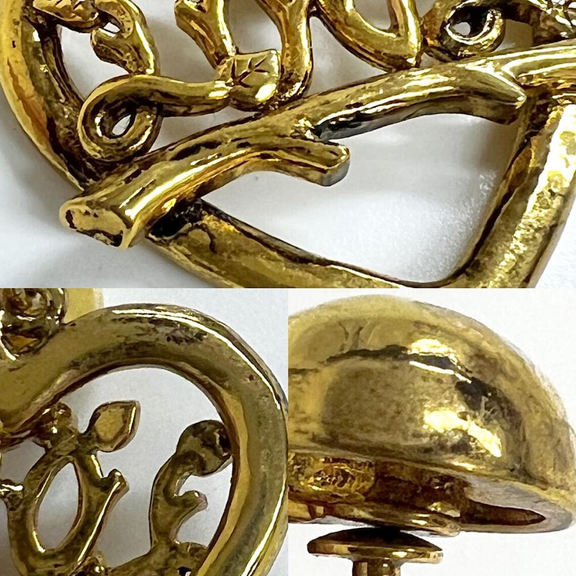 Vintage Moschino Golden Earrings With Arabesque Heart Antique Design ...