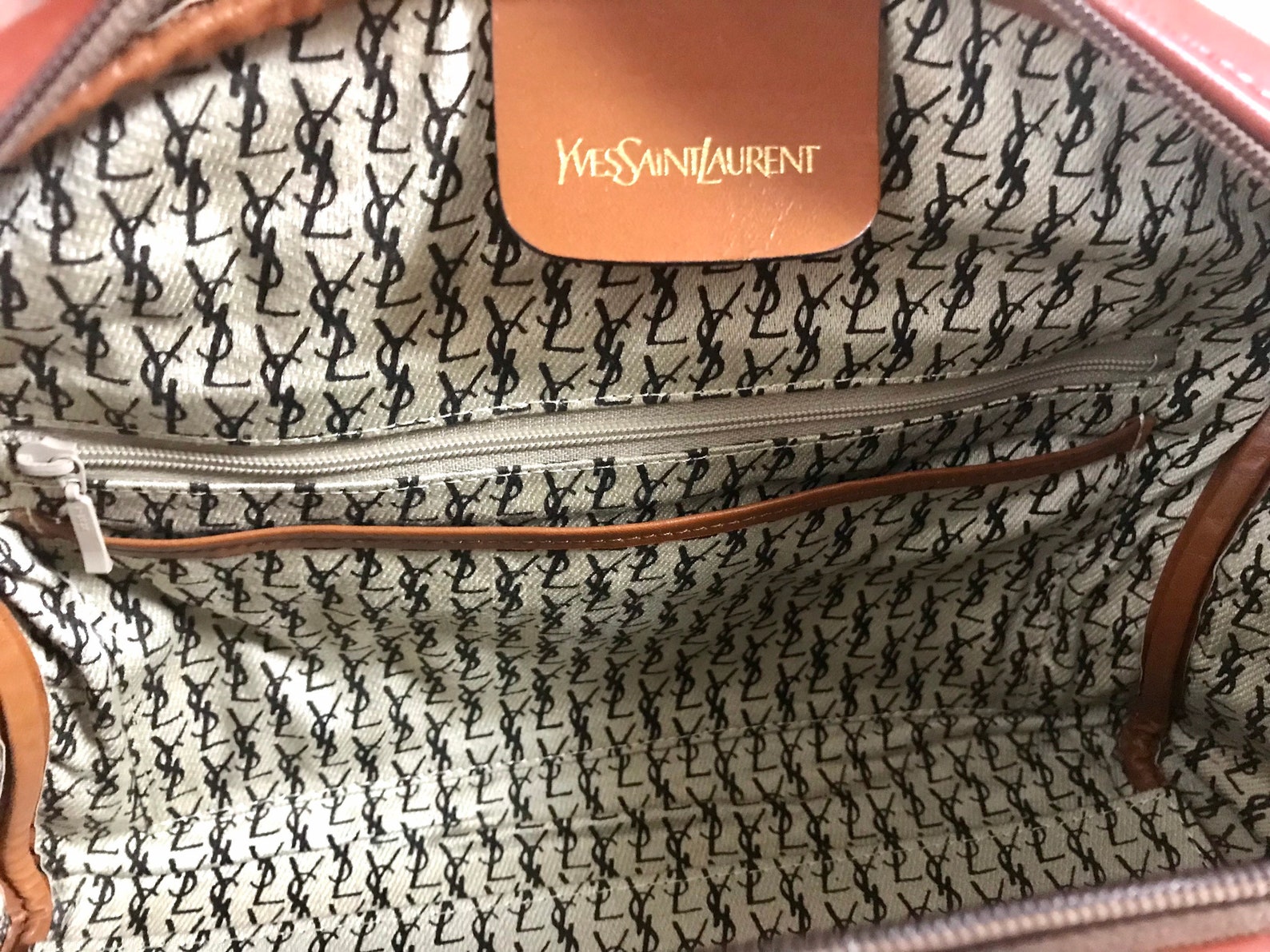 Vintage Yves Saint Laurent Brown Leather Handbag With YSL - Etsy