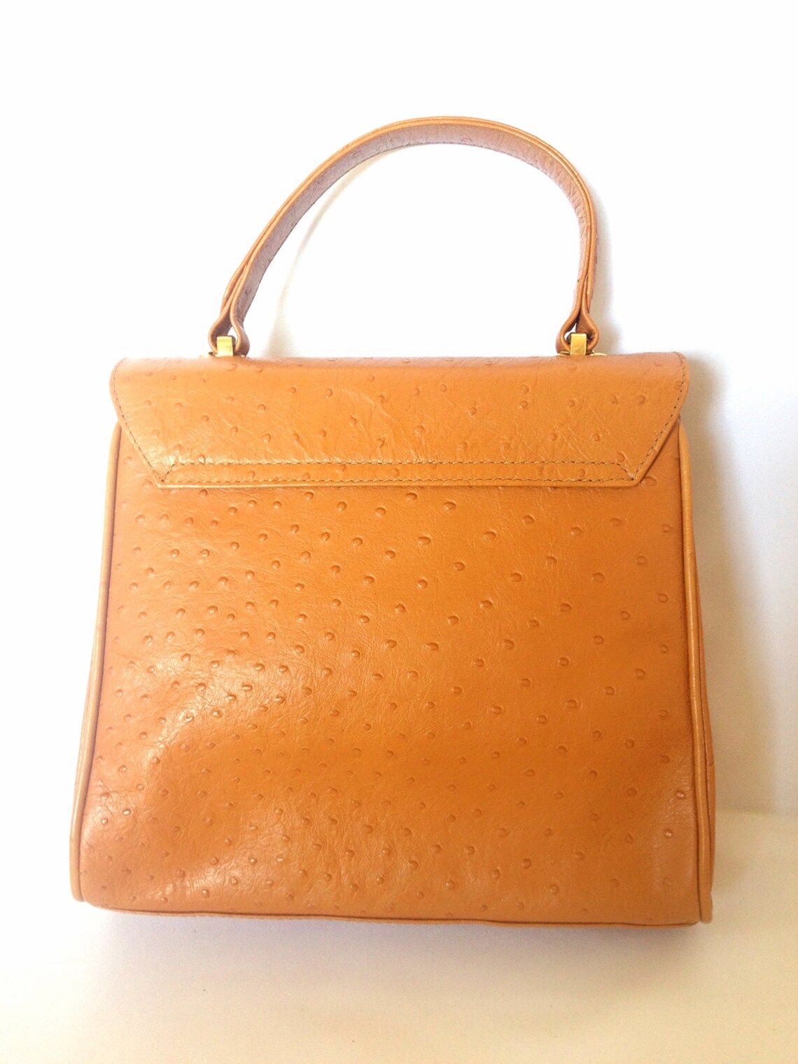 MINT. Vintage Nina Ricci Tan Brown Ostrich-embossed Leather Handbag ...