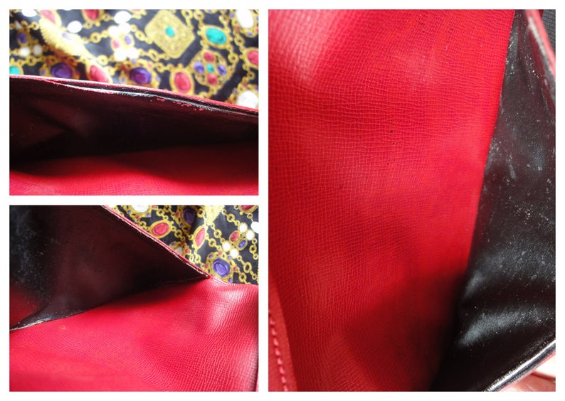 Vintage Christian Dior Red Genuine Leather Wallet With Gold - Etsy