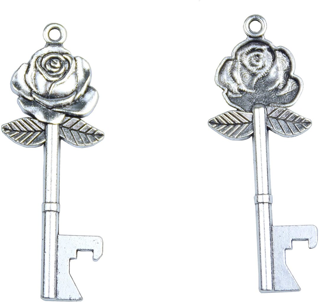 Rose Skeleton Key Bottle Opener Pendant Antiqued Silver Unique Key ...