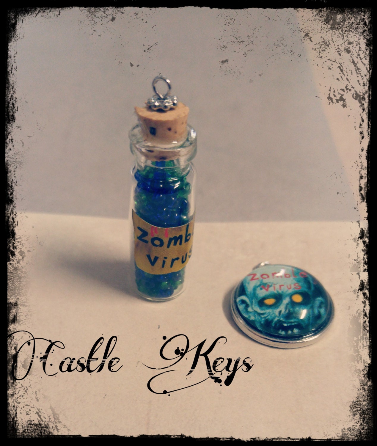 Zombie Charms Pendants Glass Vial Pendant Set Zombie Apocalypse Set of ...