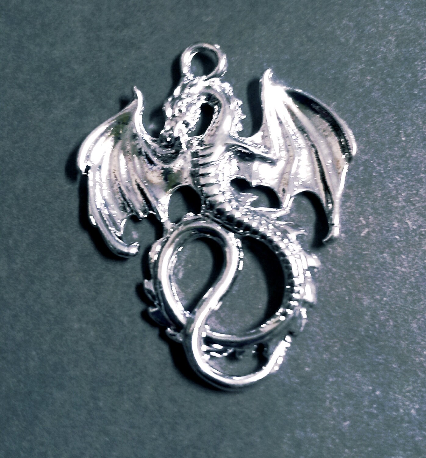 Dragon Charm Dragon Pendant Antiqued Silver Dragon Charm Fairy | Etsy