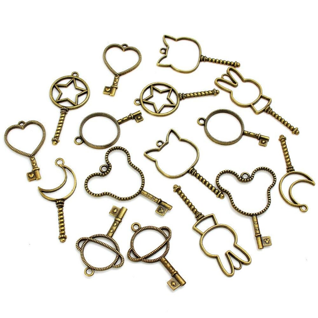 Wand Keys Antiqued Bronze Key Pendants Key Charms Hollow Keys Assorted ...
