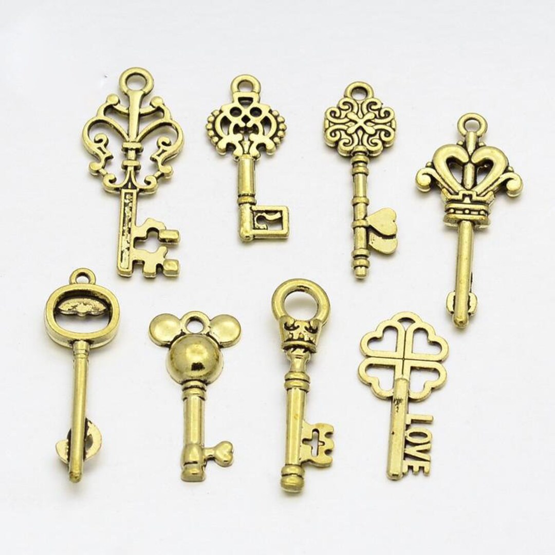 Gold Key Charms Antiqued Gold Skeleton Keys Assorted Keys Key Pendants ...