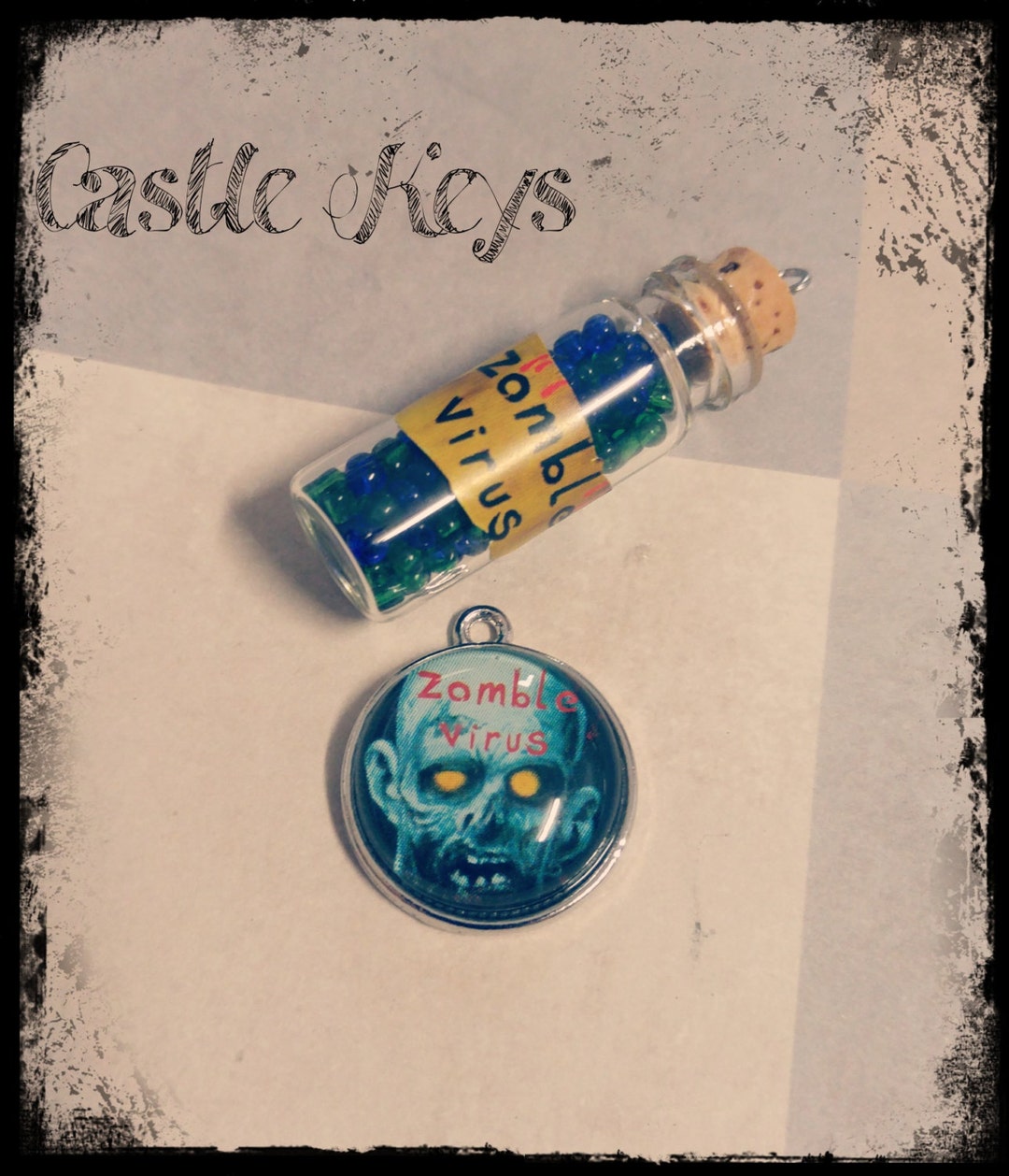 Zombie Charms Pendants Glass Vial Pendant Set Zombie Apocalypse Set of ...