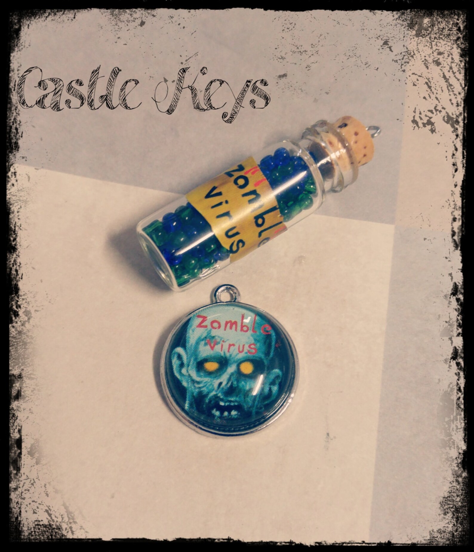 Zombie Charms Pendants Glass Vial Pendant Set Zombie Apocalypse Set of ...