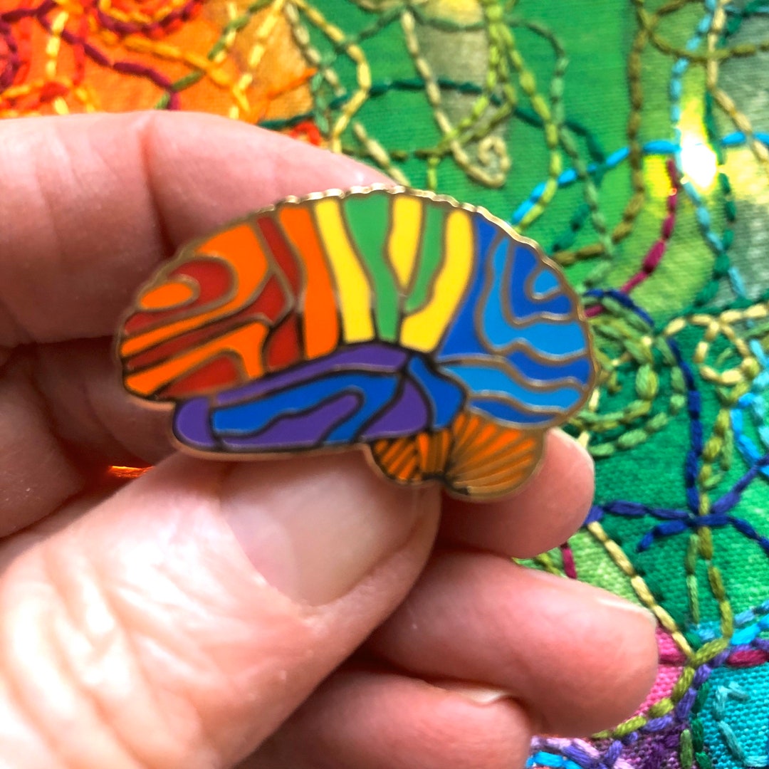 Rainbow Too Brain Pin. Brilliant Brain Pins, Gift for Doctor, Nurse ...