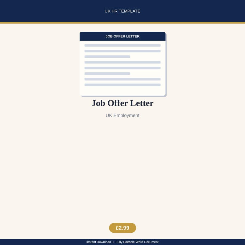Job Offer Letter Template UK | Employment Offer | Editable Word ...