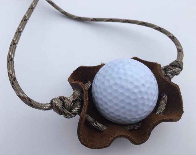 Paracord and Leather Golf Ball Thrower Shepherd Sling HANDMADE by David ...