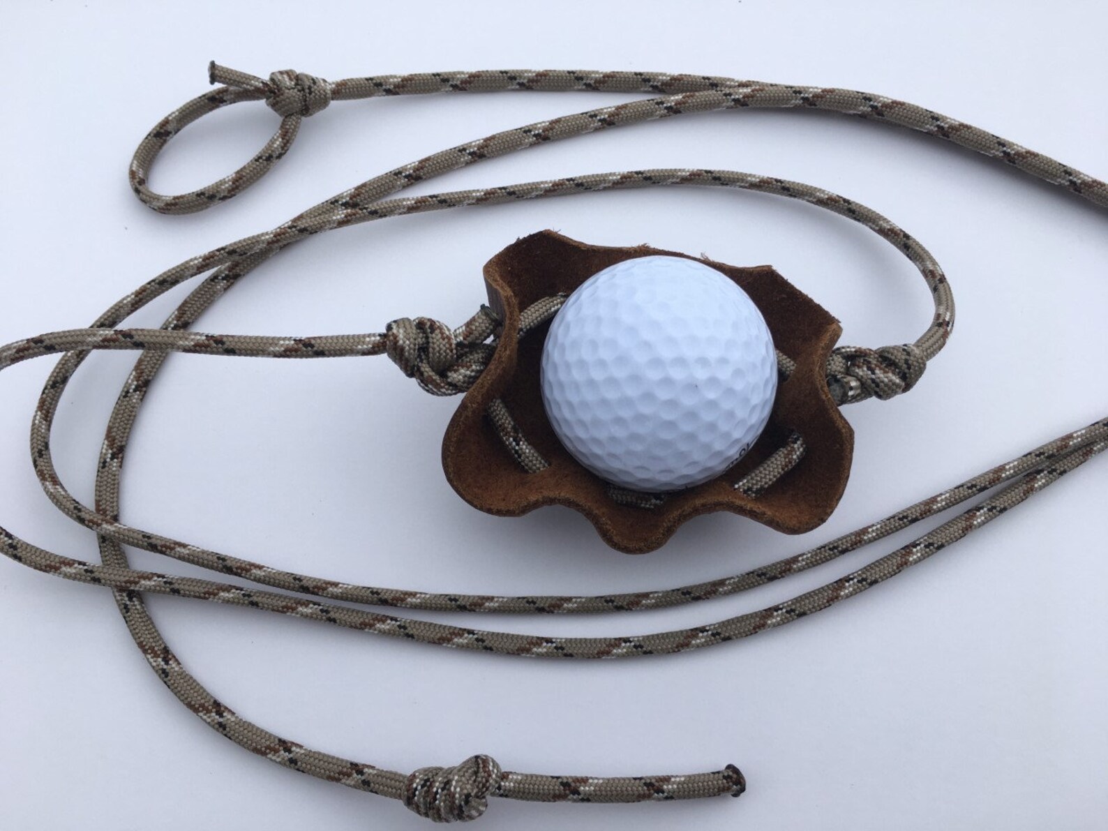 Paracord and Leather Golf Ball Thrower Shepherd Sling HANDMADE by David ...