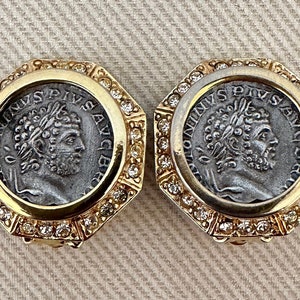 Vintage Ancient ROMAN COIN Clip on Statement Earrings Greek - Etsy