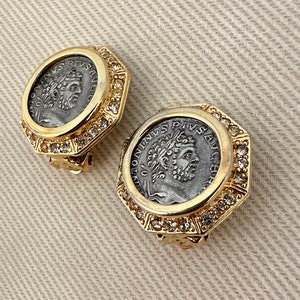 Vintage Ancient ROMAN COIN Clip on Statement Earrings Greek - Etsy