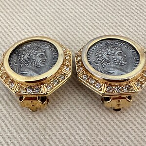 Vintage Ancient ROMAN COIN Clip on Statement Earrings Greek - Etsy