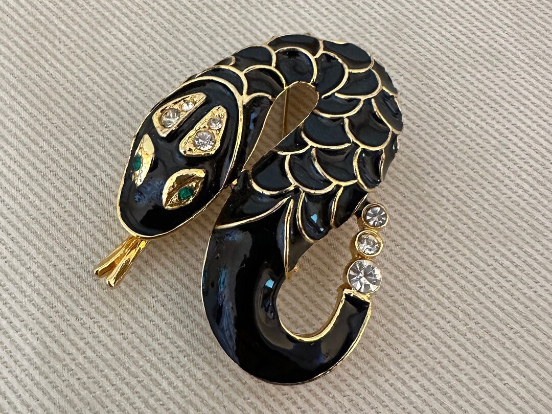 Vintage Enamel Serpent Snake Figural Brooch Pin - Etsy