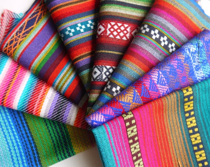 Tribal Fabric, Latin American Woven Fabric Bundle, Sample Pack, 8 ...